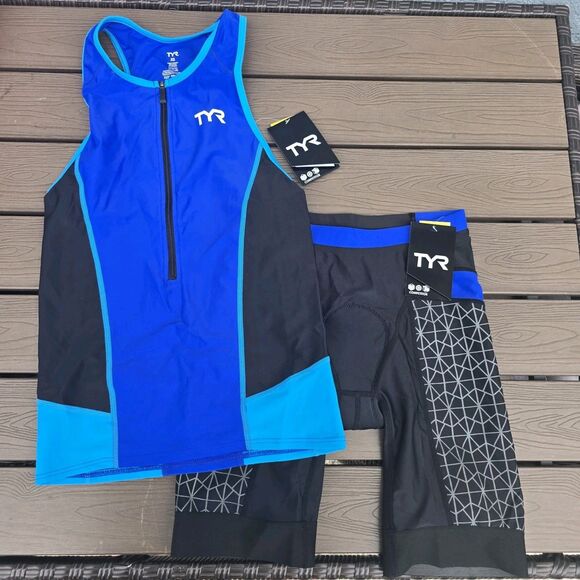 TYR | Other | Tyr Men Blackblue 2 Pc Triathlon Tank 9 In Padded Short ...